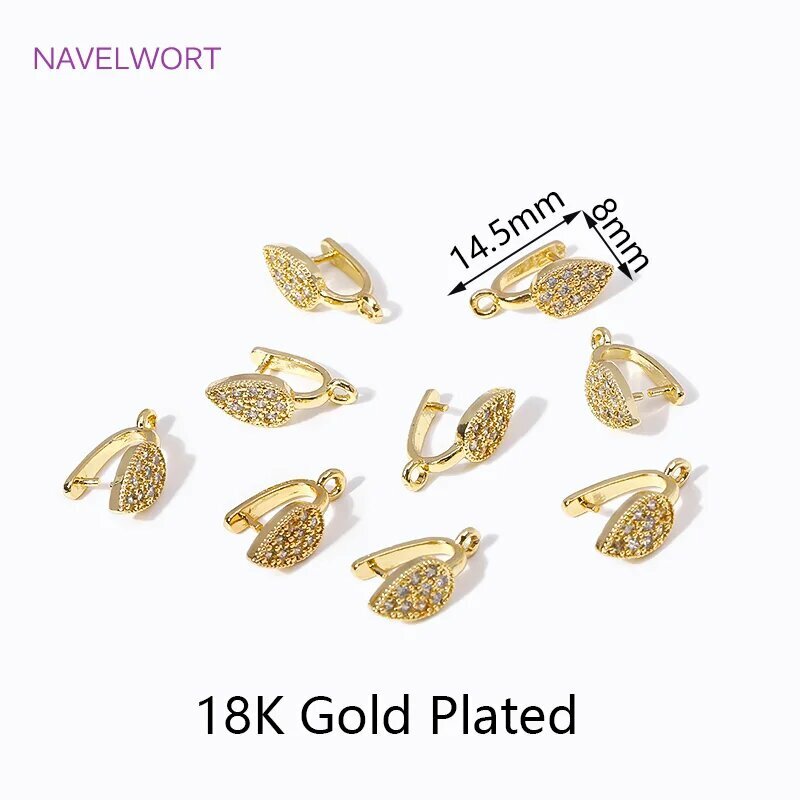 Зажимы для подвесок 18K Gold Plated, с цирконами, 6 шт