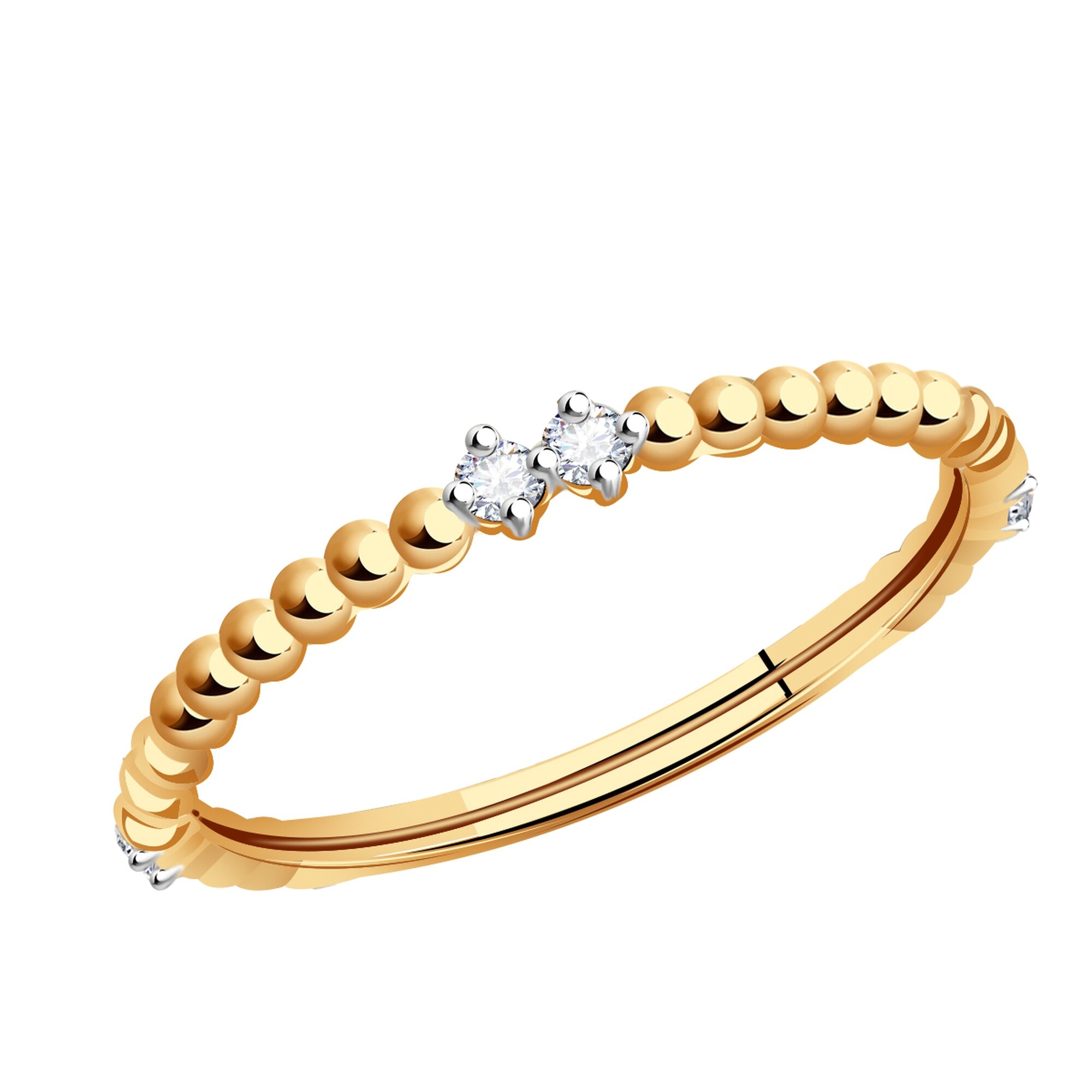 Кольцо, красное золото, 585 проба, фианит