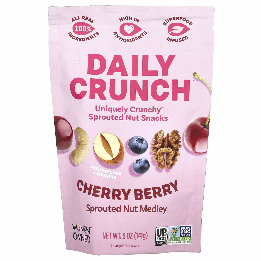 Daily Crunch, Смесь пророщенных орехов, вишня, 141 г (5 унций)