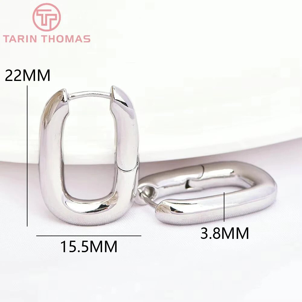 Серьги-кольца прямоугольные TARIN THOMAS 15.5x22MM, серебро