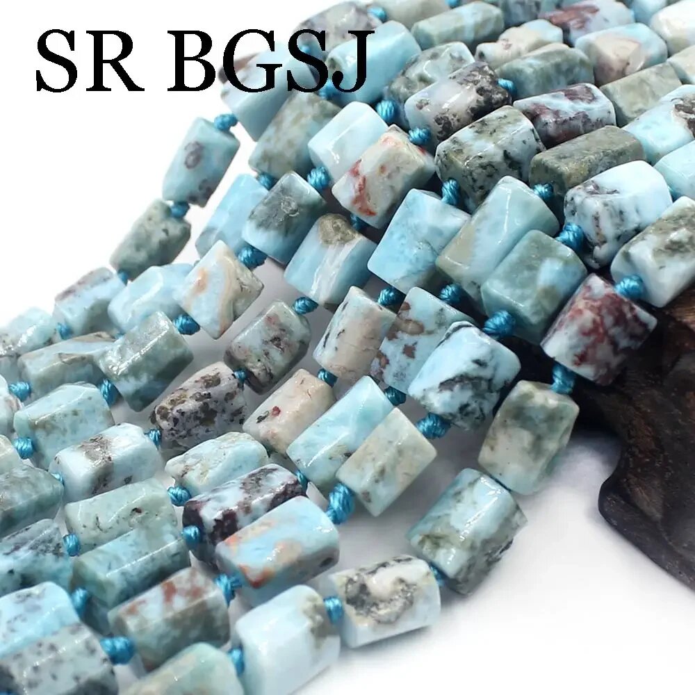 Натуральные граненые бусины Larimar SR BGSJ 8x10 мм