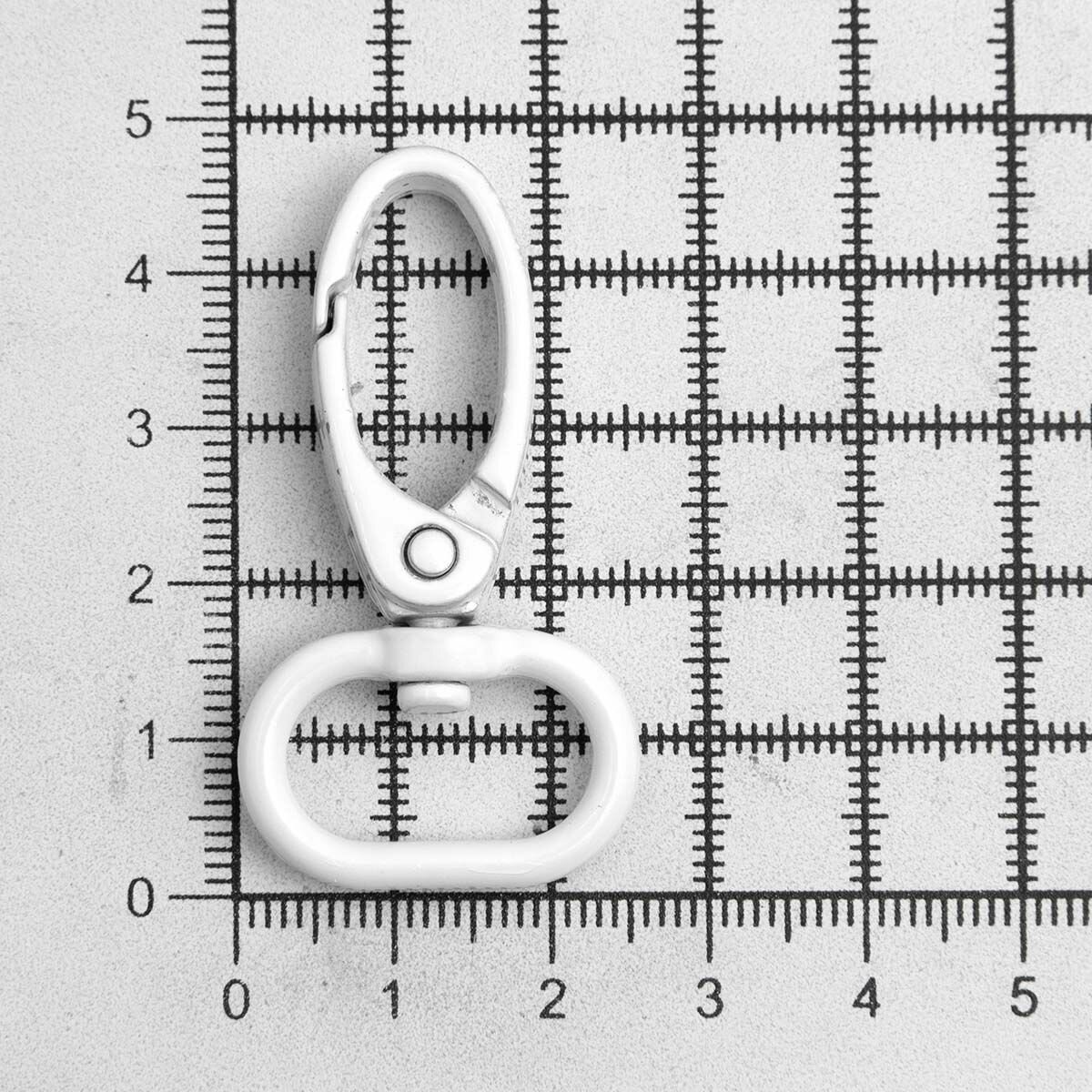 Карабин поворотный с рамкой 20мм (25*47мм) металл (белый лак)