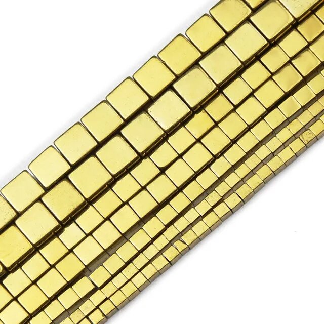 Гематит бусины квадратные золотого цвета 2/3/4/6 мм HGKLBB 2mm 165pcs, Gold