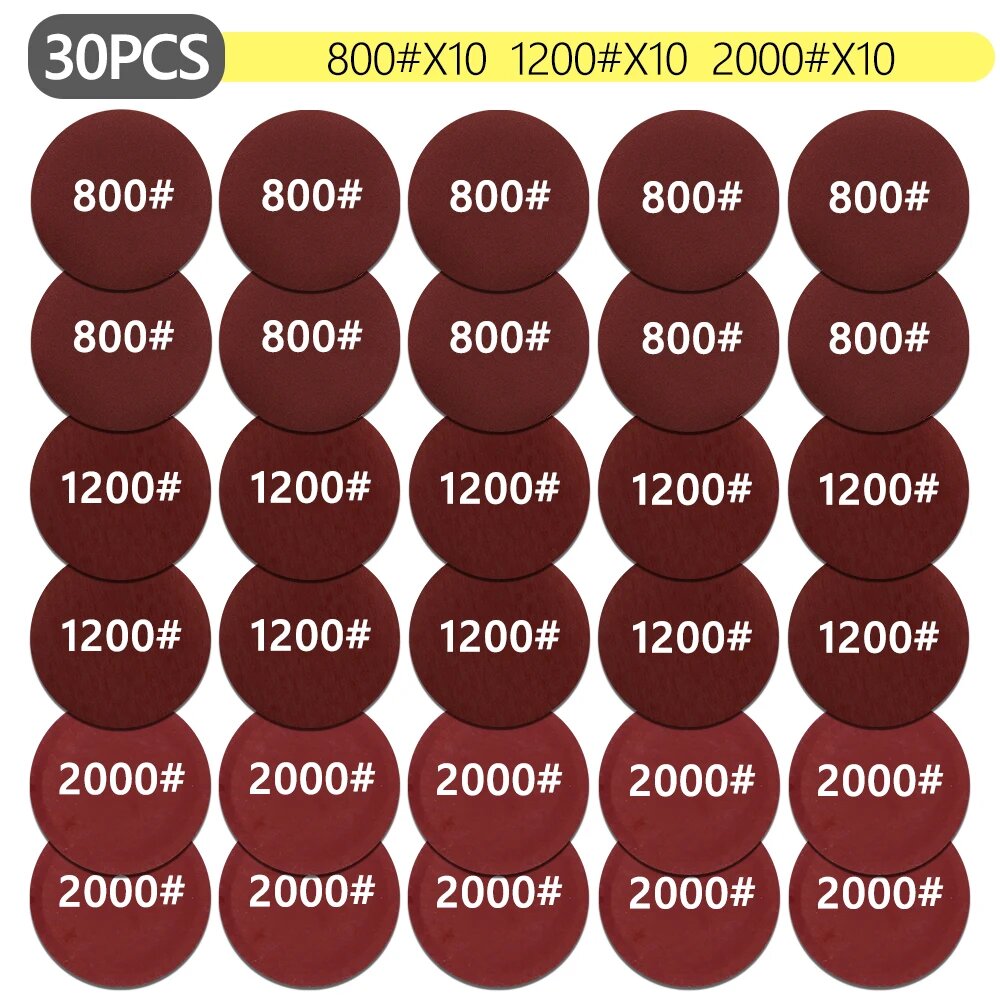 Шлифовальные диски 30шт 800/1200/2000 для полировки авто