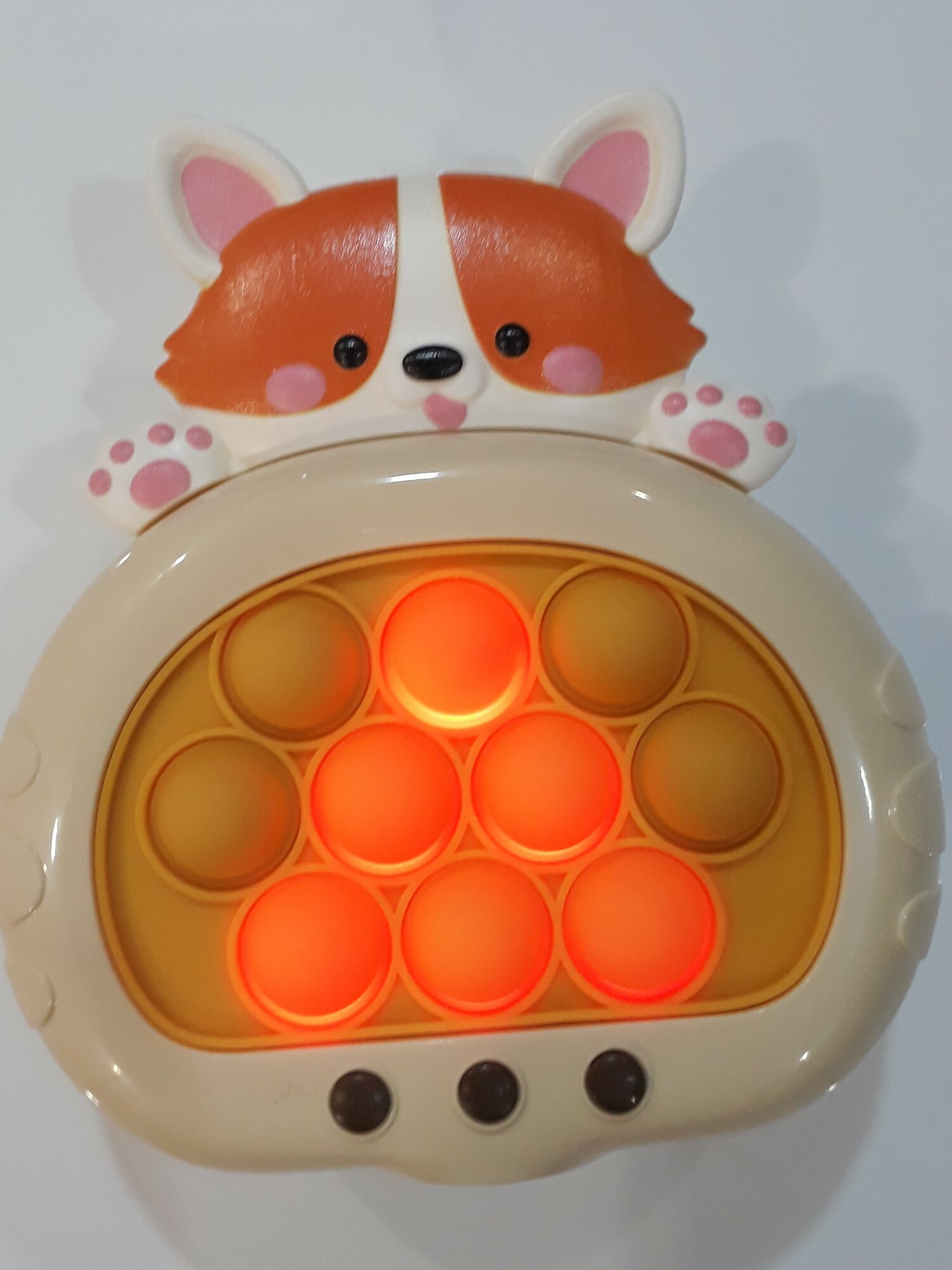 Игрушка-антистресс Pop it "Корги", на батарейках, 7 режимов, 14 см, оранжевый А