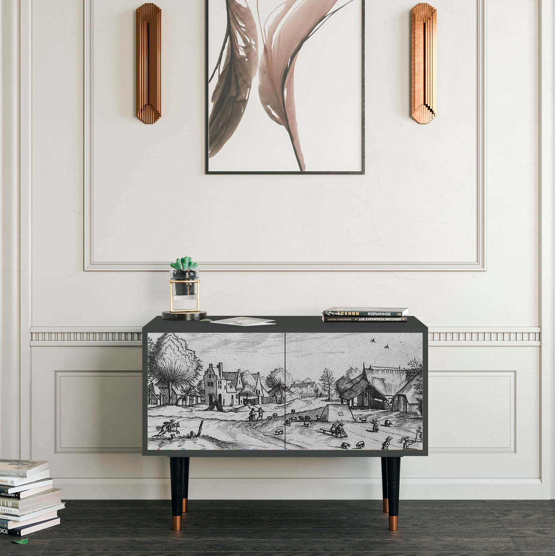 Комод - STORYZ - S1 Country Village With Sheep by Pieter Breugel, Размер - 94 x 69 x 48 см, Цвет корпуса - , Антрацит