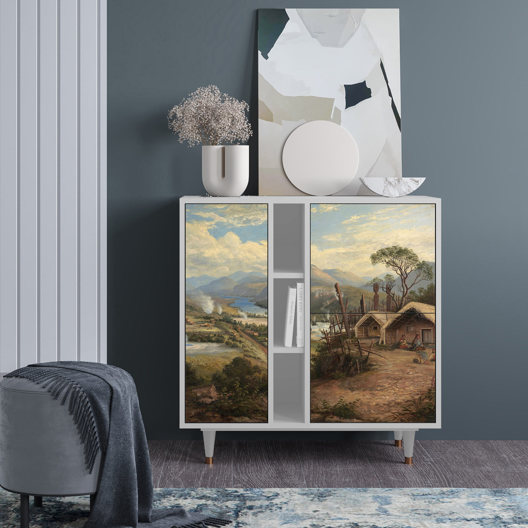 Комод - STORYZ - BS5 View Across the Plains by Charles Blomfield, Размер - 94 x 96 x 41 см, Цвет корпуса - , Белый