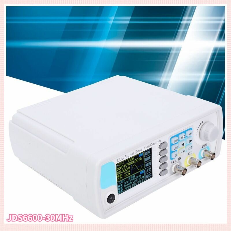 JDS6600 30MHz 2-канальный генератор сигналов произвольной формы с функцией DDS Измеритель частоты импульсных сигналов AC100 240VEU