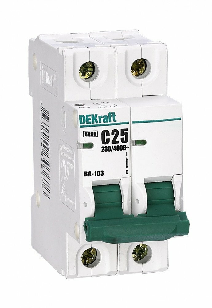 DEKraft Автоматический выключатель 2Р 16А х-ка C ВА-103 6кА, 12074DEK