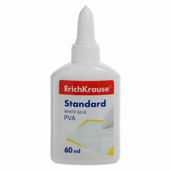 Клей ПВА Erich Krause "Standard", 60 мл, прозрачный (4N2-06,0hmБ)
