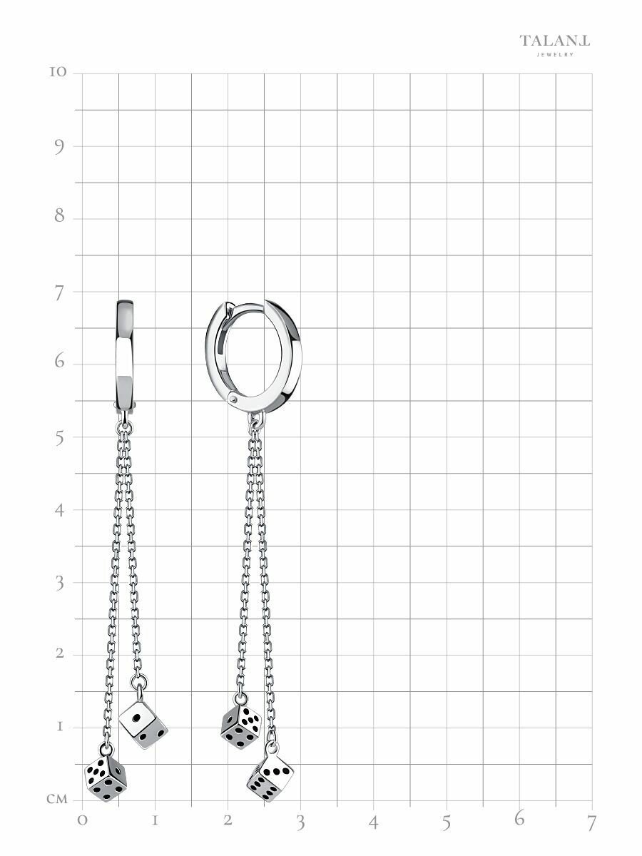 Серьги конго, с подвесками TALANT, серебро, 925 проба, родирование, , серебристый/черный — фото 1