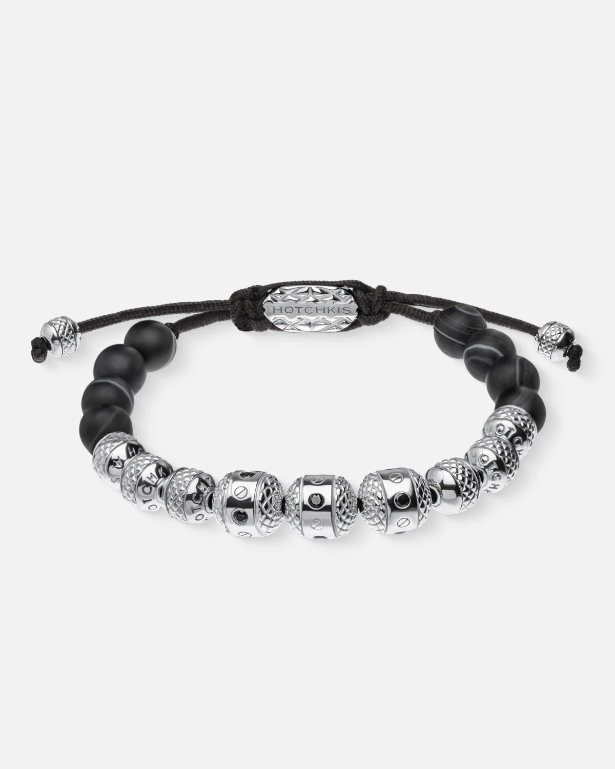 Браслет, серебро, 925 проба, родирование, оникс