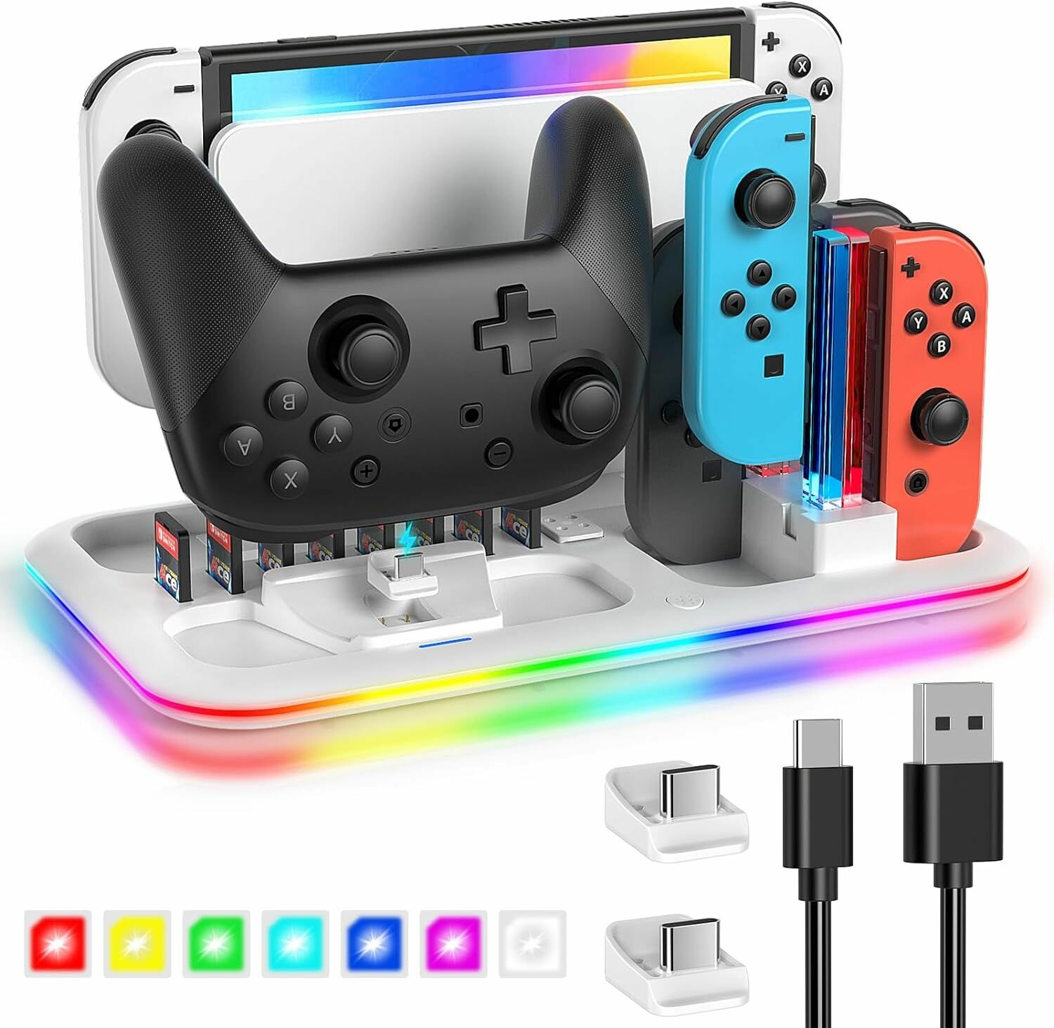 Док-станция для зарядного устройства RGB Switch Controller для Nintendo Switch и OLED-модели Joycon