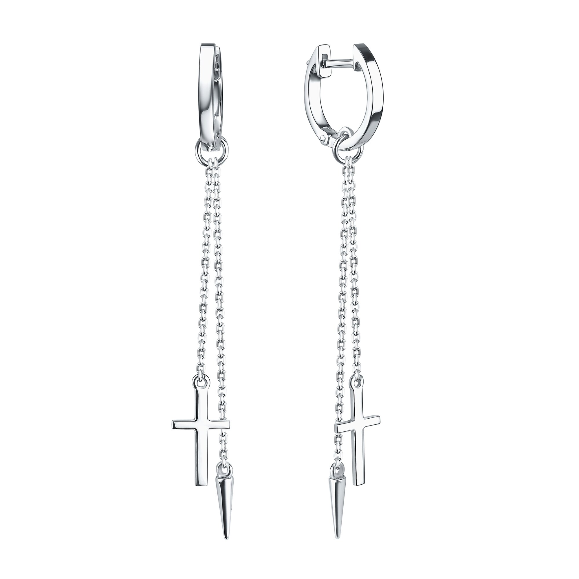 Серьги, серебро, 925 проба, родирование