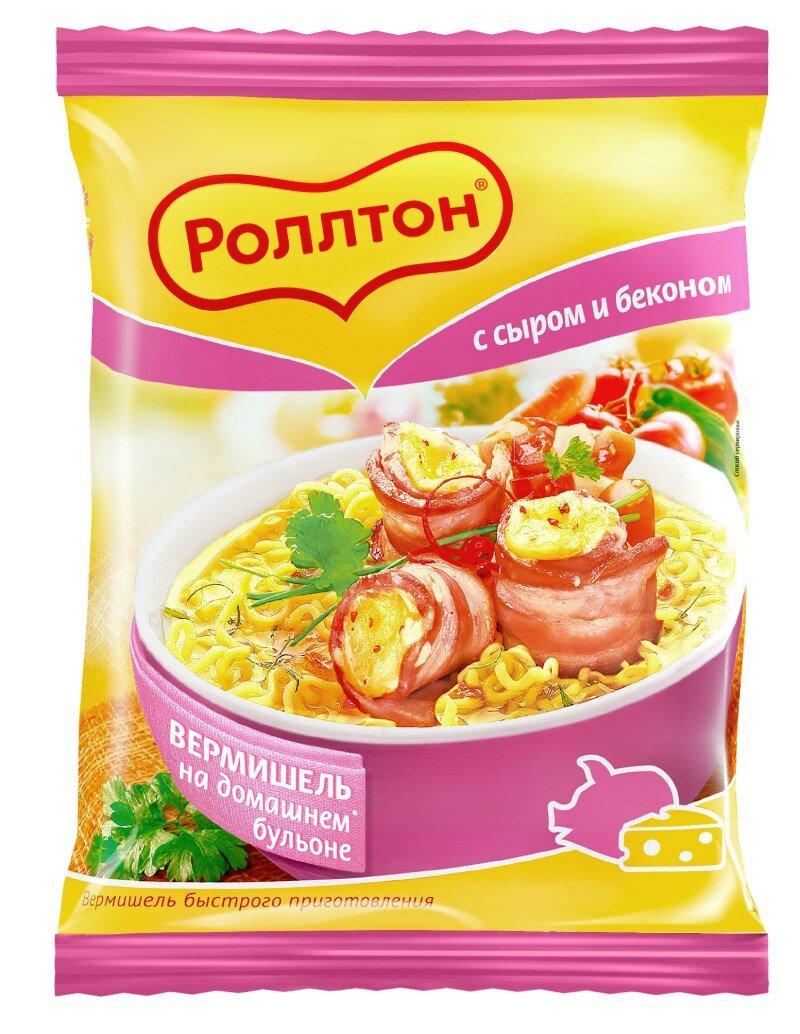 Вермишель быстрого приготовления Роллтон сыр-бекон, 60г