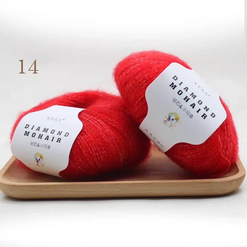 Красная пряжа мохер Diamond Mohair 25г, цвет 14
