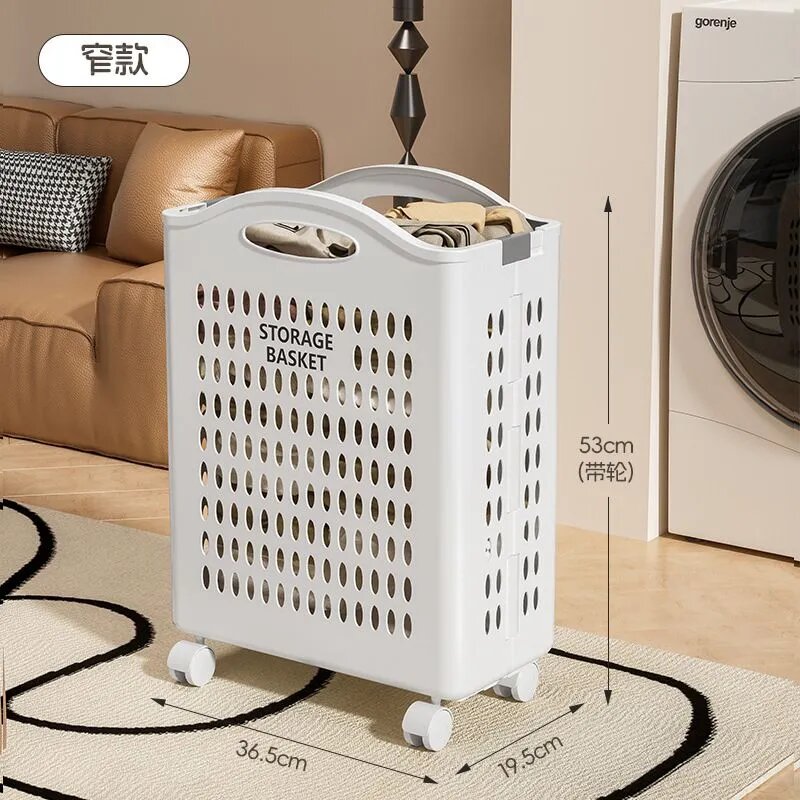 Корзина для белья, 10 л，Корзина для хранения, пластиковая, подвижная и складная, на колесиках