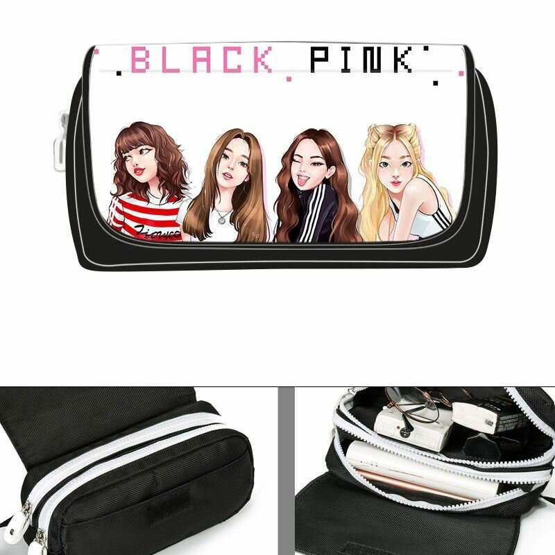 Пенал школьный канкен для девочки блэкпинк BLACKPINK черный Лева BPBD220709 01H -GA -KP