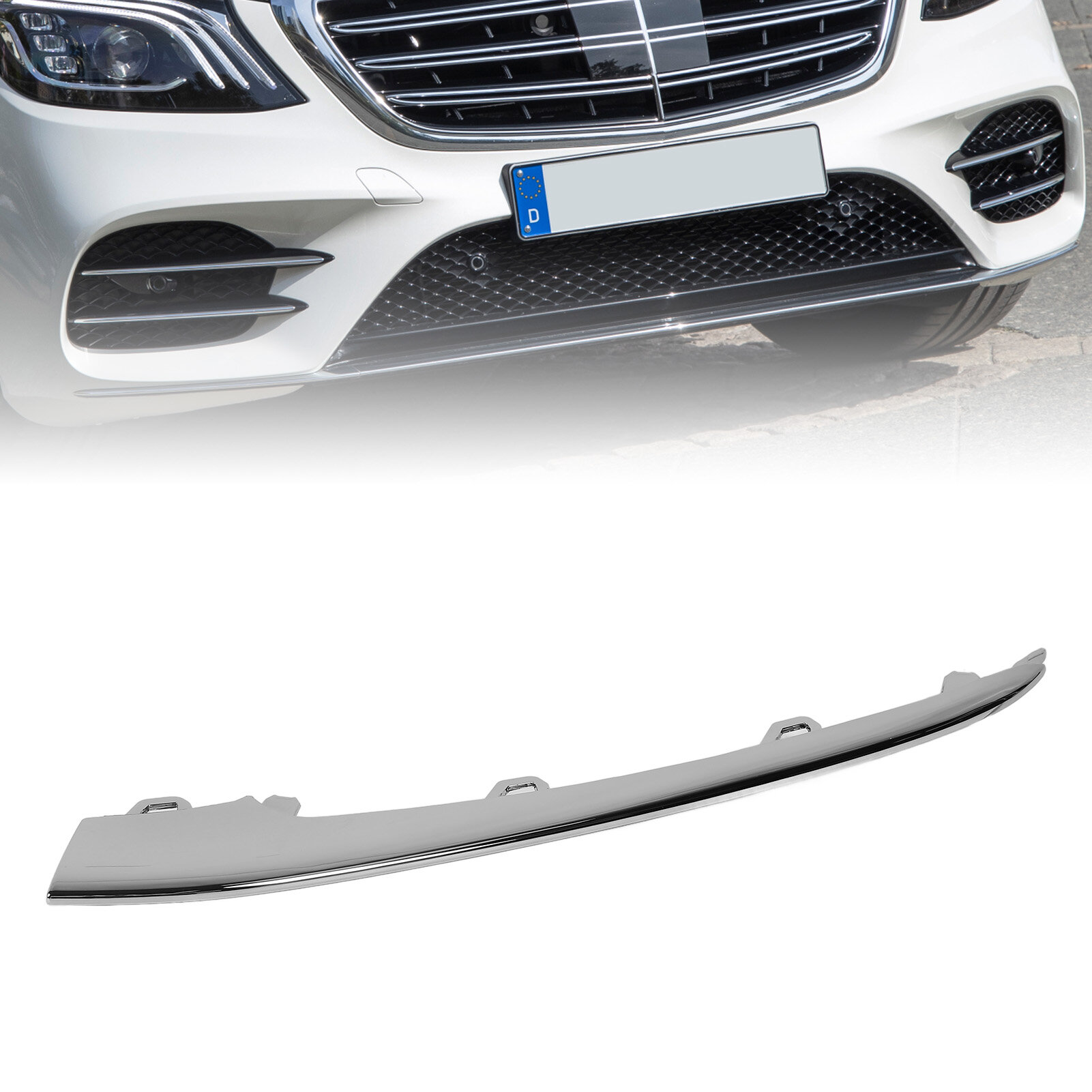 Хромированная накладка на передний бампер, устойчивая к царапинам, стильная замена для Benz S-Class W222 450 560 2018–2020 гг, правая: 2228857800