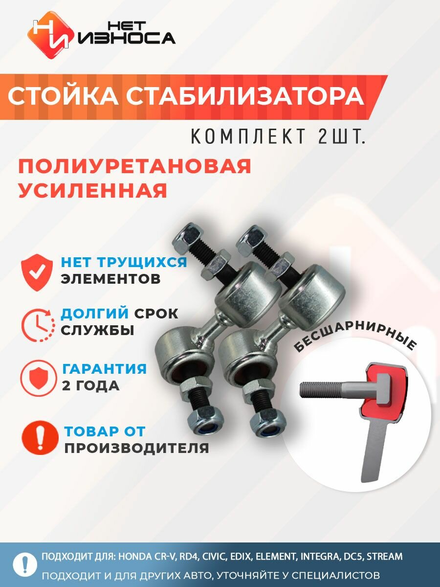 Стойки стабилизатора полиуретановые усиленные NL072 (левая и правая) Honda CR-V, RD4, Civic, Edix, Element, Integra, DC5, Stream