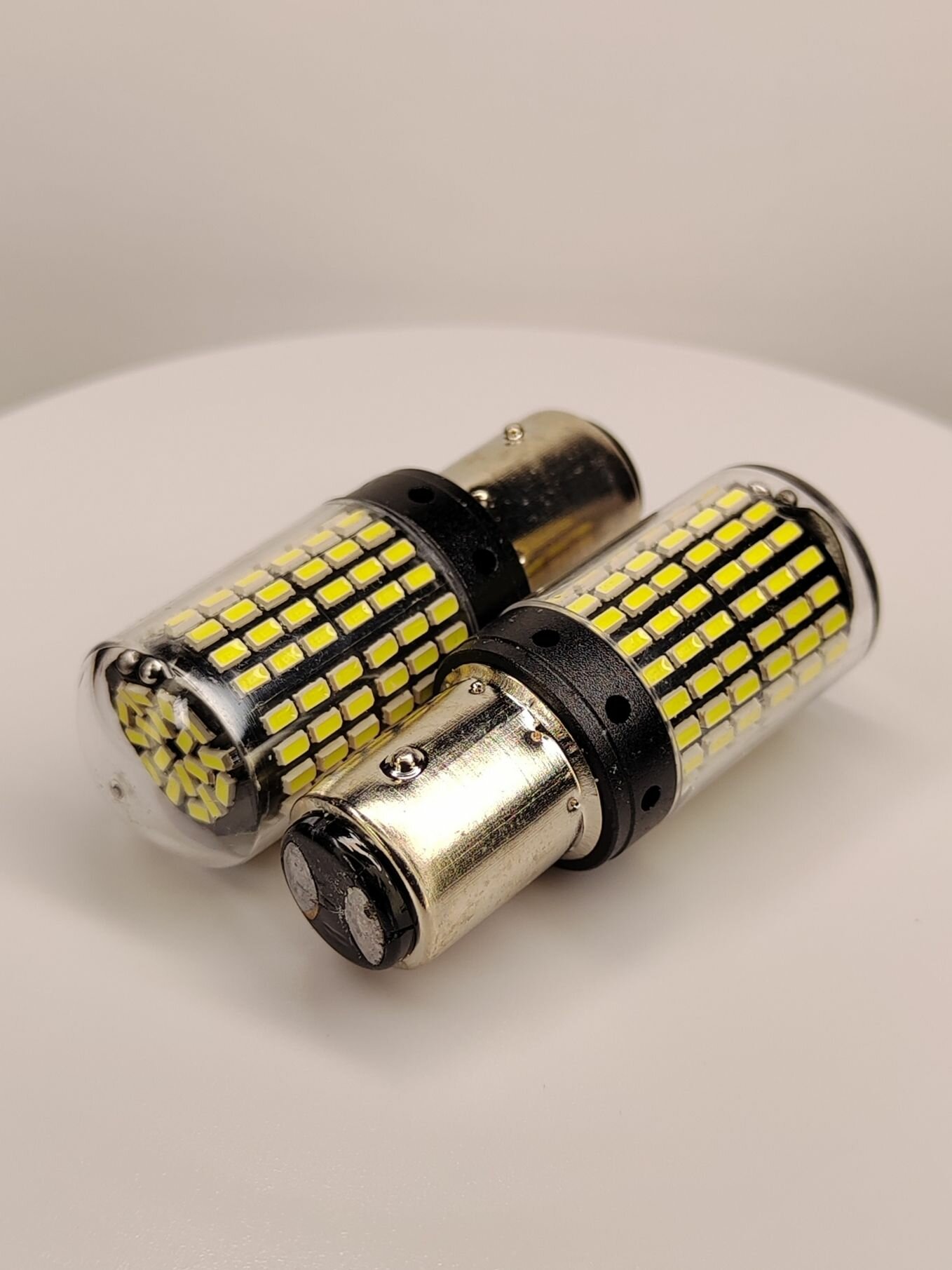 Белые P21/5W LED 2-контактные 12-24V лампы (P21/5W 1157 BAY15D) 144SMD 3014 для автомобилей мототехники грузовиков, 2шт
