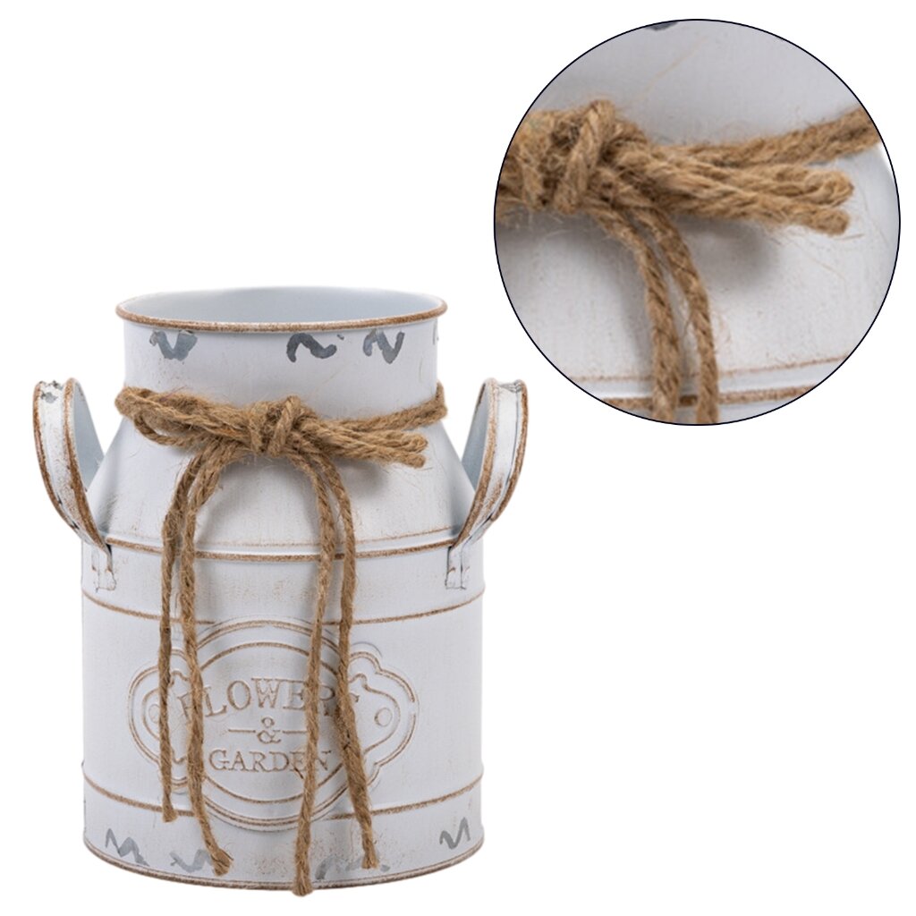 Металлическая ваза для цветов, винтажное декоративное ведро декора фермерского дома, молочная банка с декоративными ручками