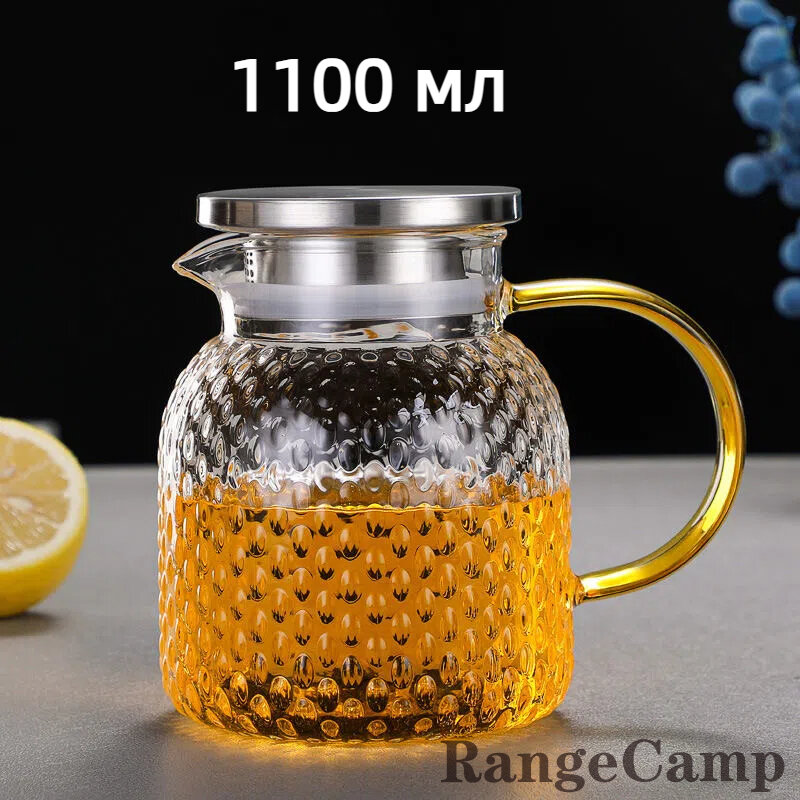 Чайник заварочный "Хрустальный чайник", боросиликатное стекло, 1л