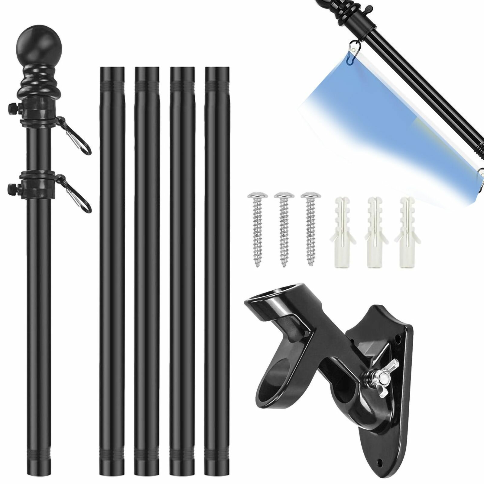 Флагшток 6 футов из нержавеющей стали для дома, крыльца или гаража