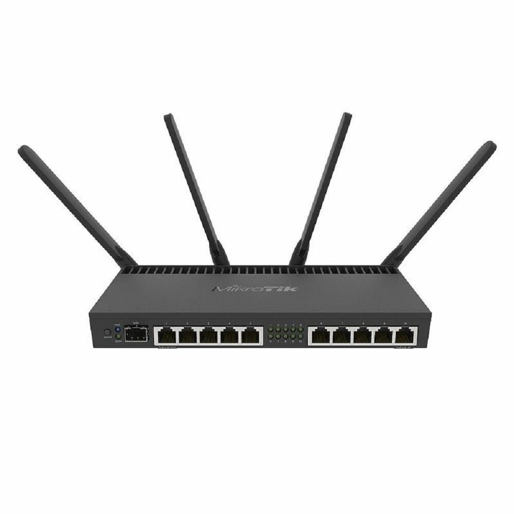 Wi-Fi Роутер MikroTik RB4011 RB4011iGS+5HacQ2HnD-IN гигабитный, AC2000, 8xRJ45 1Гбит/с, 1xRJ45+PoE IN, 1xRJ45+PoE OUT, 1xSFP+, двухдиапазонный