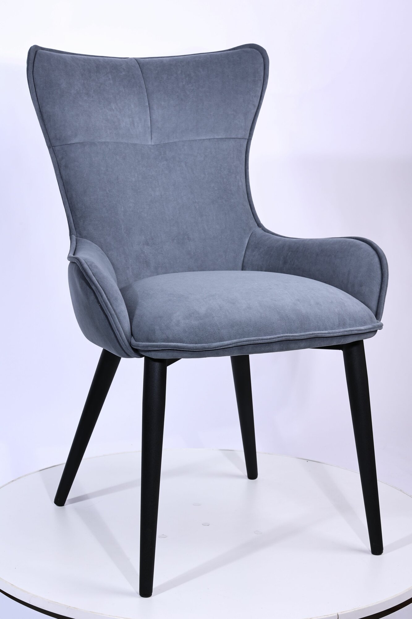 Стул кресло Лео, микровелюр, черные ножки, цвет темно-серый