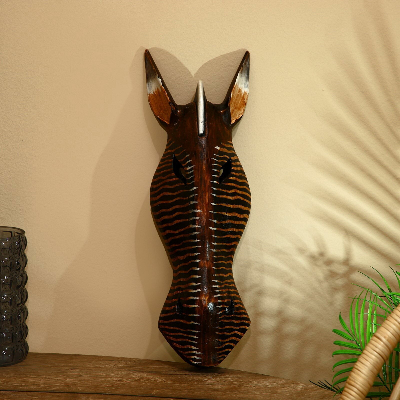 Маска "Зебра", 50x16x7 см, дерево, тематика: животный мир, размер упаковки: 7 x 50 x 16 см.