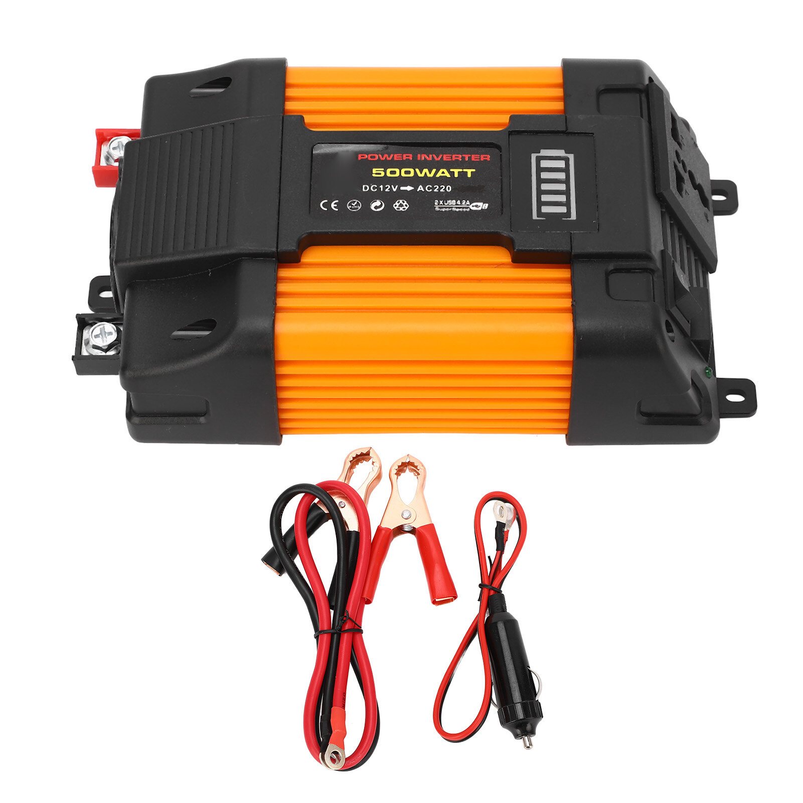 Автомобильный инвертор 12V в 220V 500W, модифицированная синусоида, 2 USB, розетка