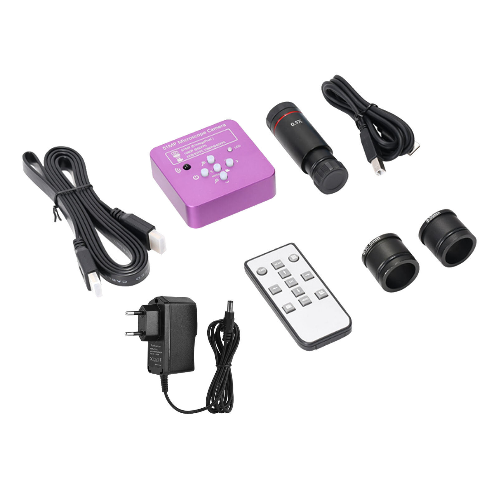 Камера для микроскопа 51MP, объектив 130X C-mount, с пультом, EU