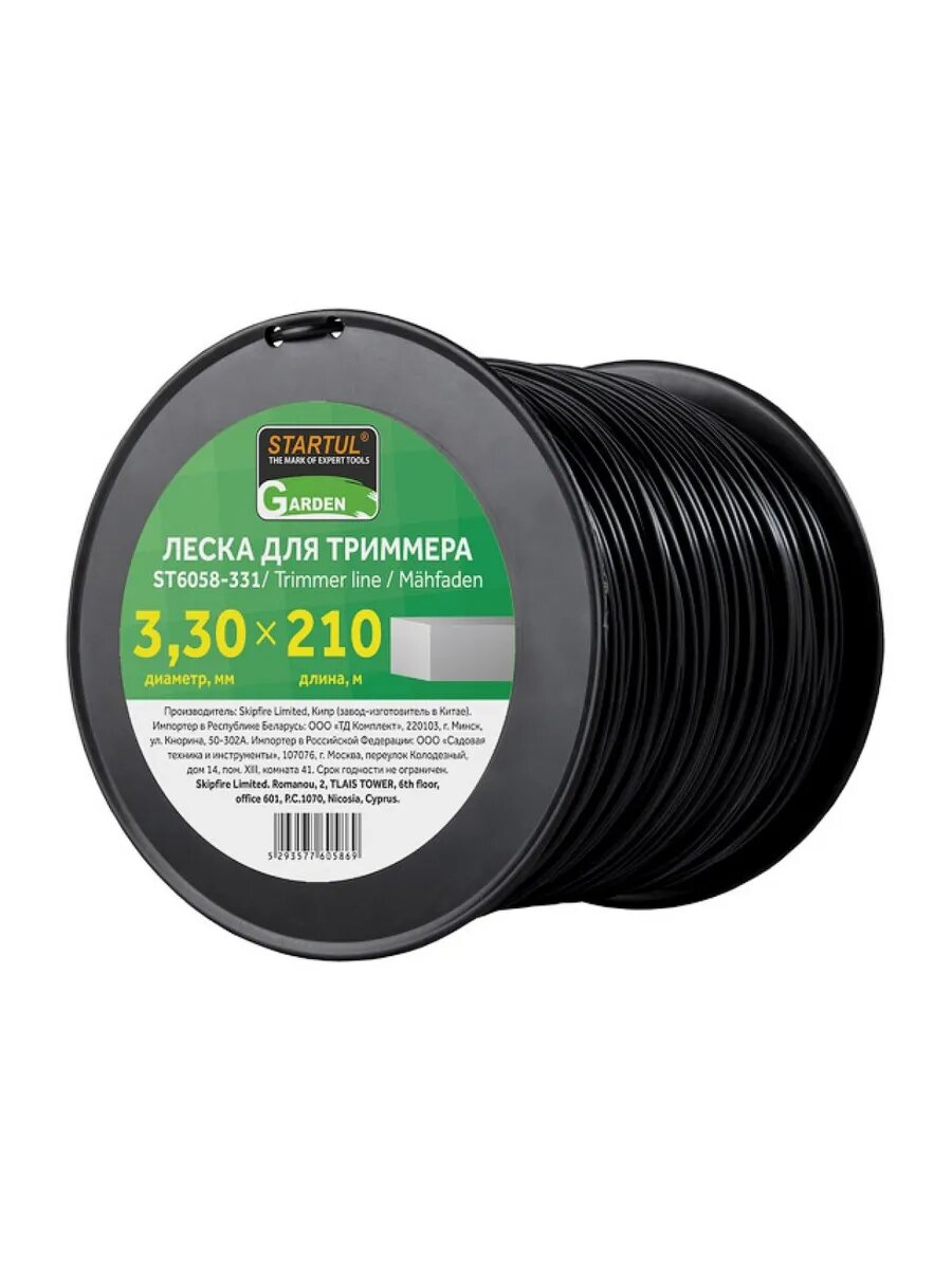 Леска для триммера d 3,3 мм x 210 м сечение квадрат STARTUL GARDEN (ST6058-331)
