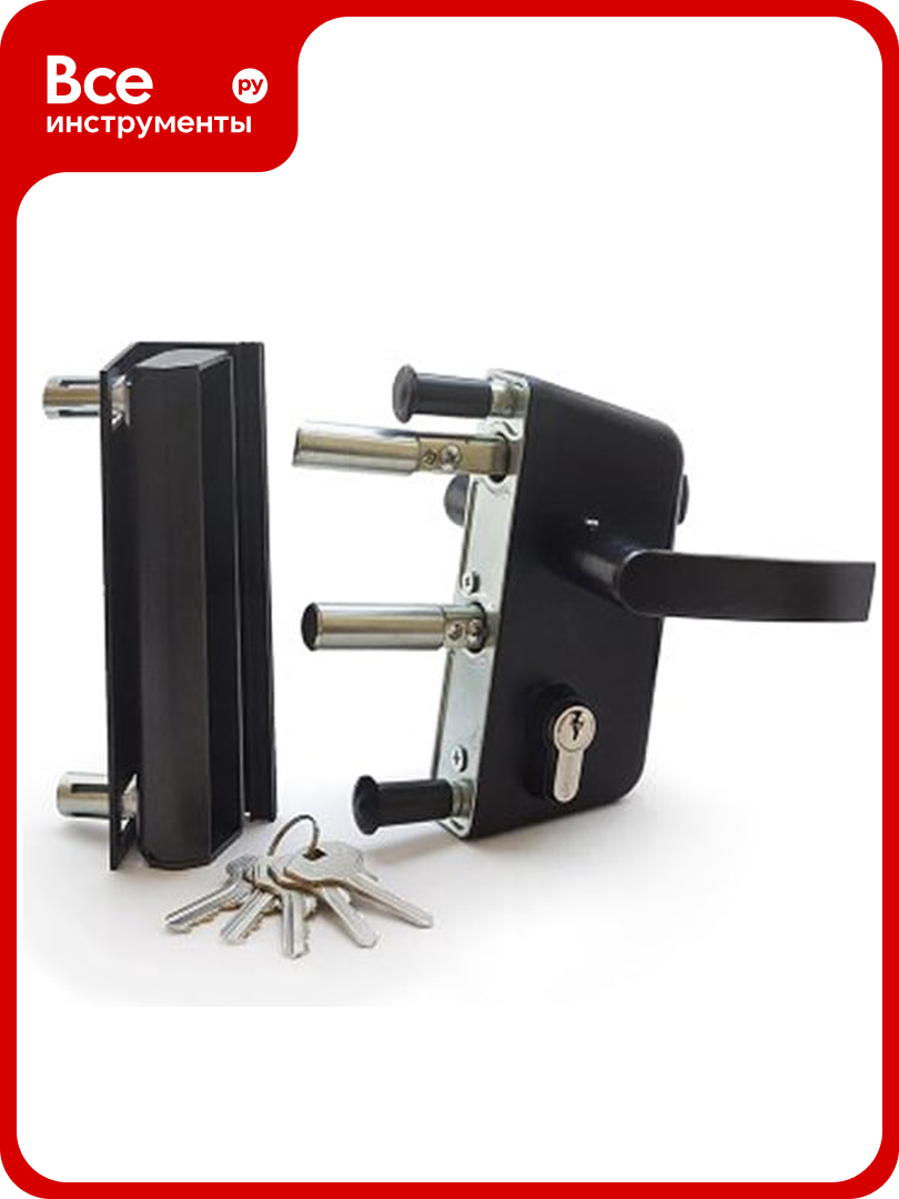 Замок врезной для калиток Симеко ЗК-60 полный комплект, влагозащищенный, с защелкой, для уличных калиток