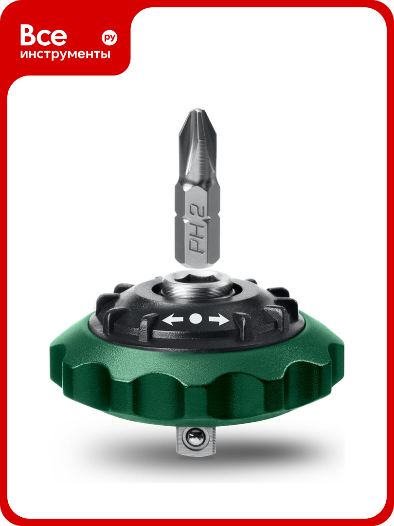 Суперкомпактная реверсивная трещотка для бит и головок KRAFTOOL Space Ratchet, бит и головок