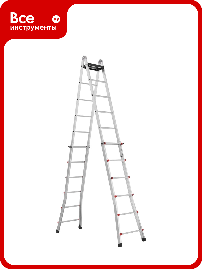 Телескопическая лестница-стремянка Svelt Scalissima 12+12R ступеней, для профессионального использования и хобби