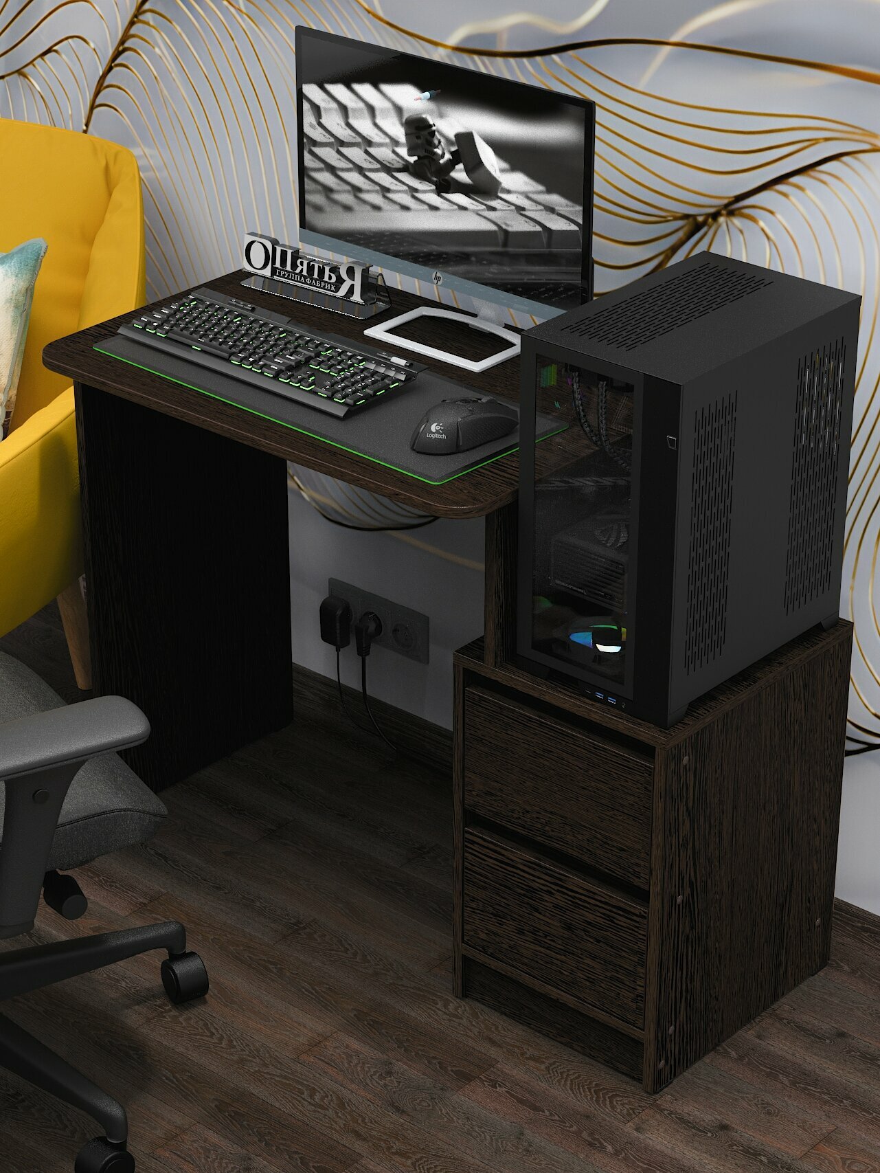 Стол письменный компьютерный для школьника с ящиками, рабочий, для маникюра