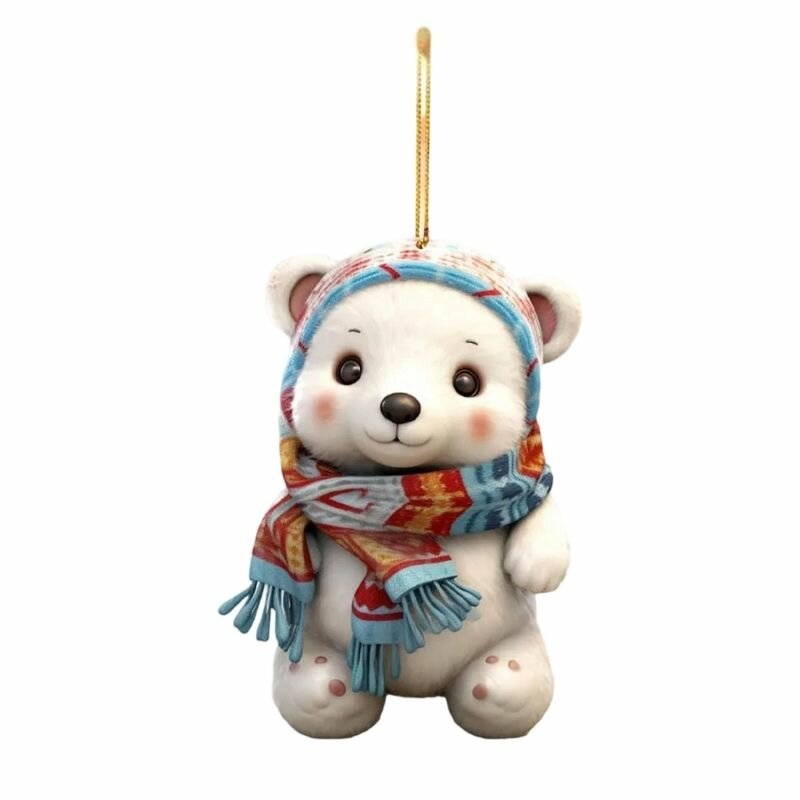 (1 шт) Ёлочная игрушка Мишка в шарфе (стиль 3)