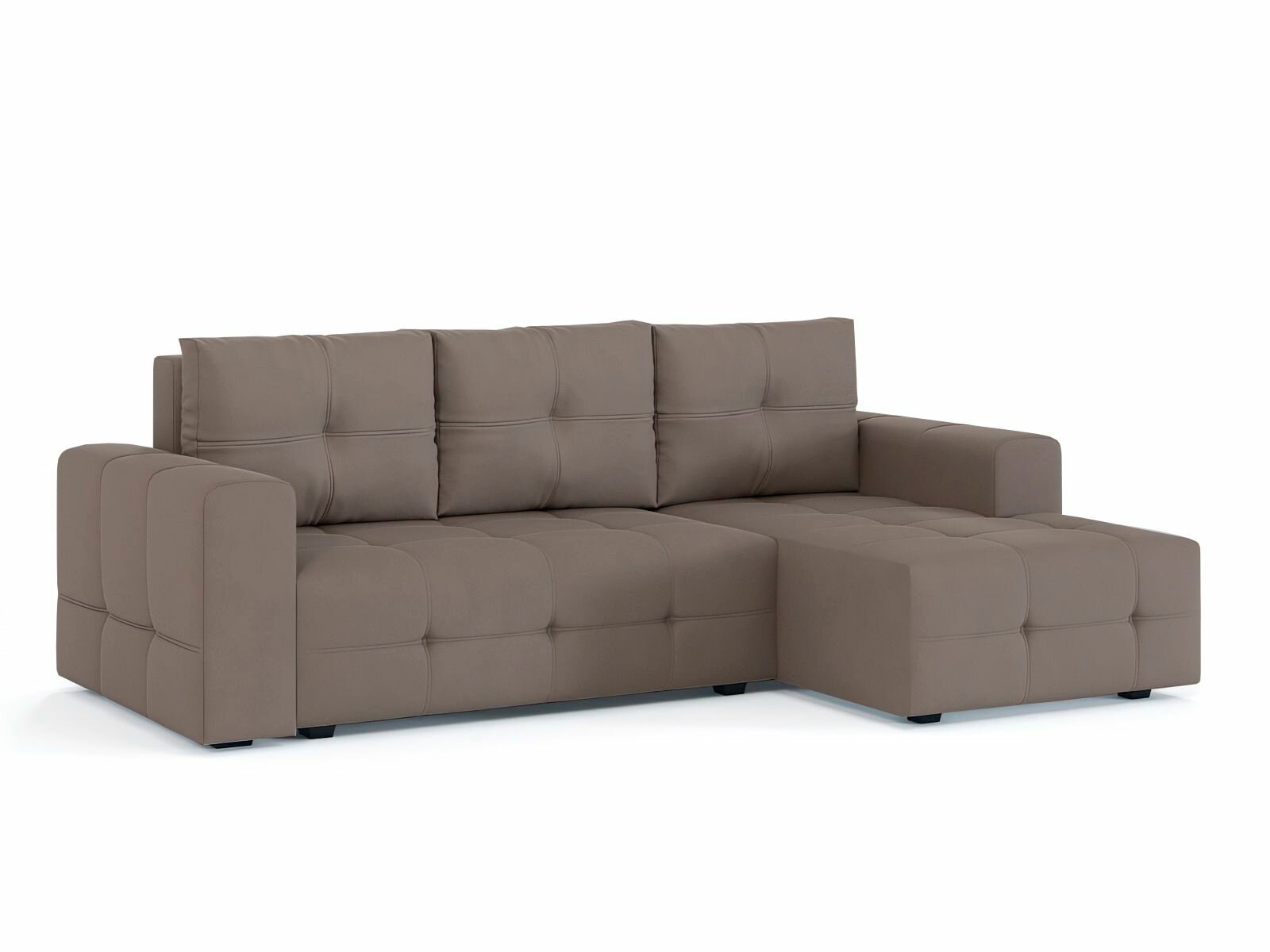 Угловой диван Прадо, еврокнижка, угол левый/правый, велюр Зара Лайт Браун 05