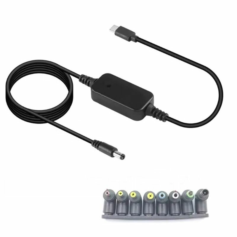 Кабель PD с регулируемым напряжением от типа C до постоянного тока + 8 коленных адаптеров