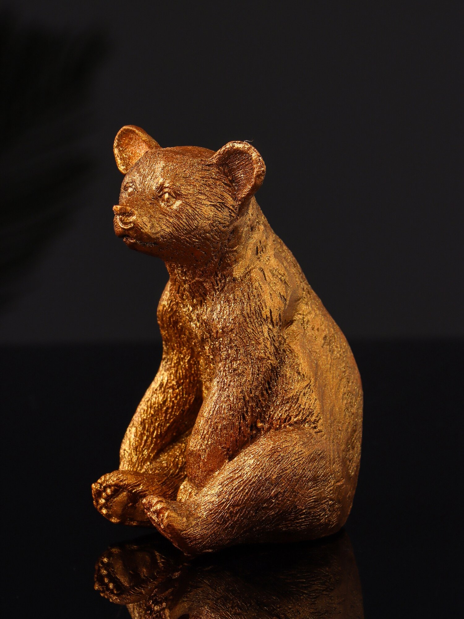 Фигурка гипс «Медведь сидит», 9×6 см, бронза