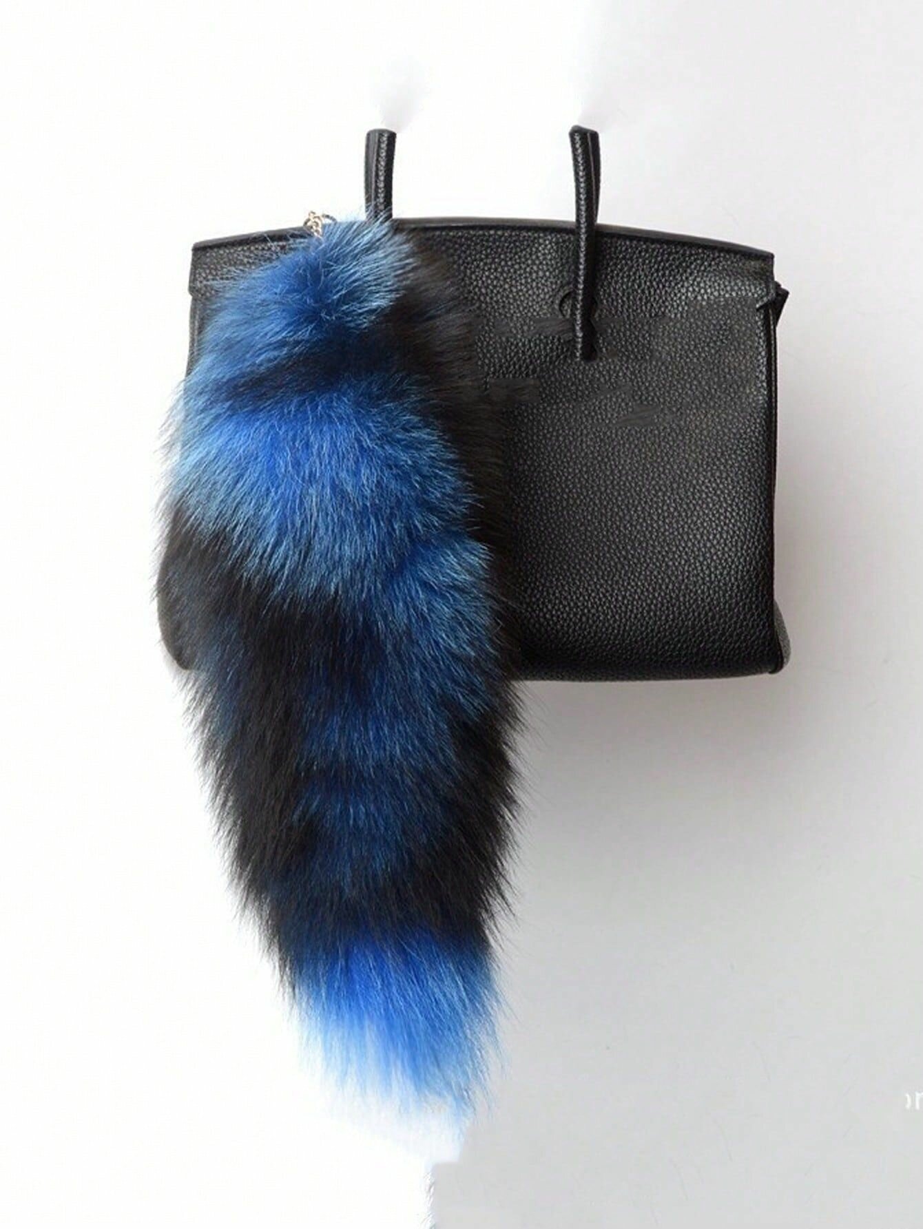 Хвост для квадробики на карабине серый белый длинный пушистый / кошка / для квд