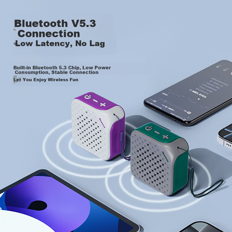 Newmine Portable Bluetooth Speaker Mini Speaker Sound Speaker Car Speaker Cash Collection Voice Broadcast Prompter TWS Version Gray Green