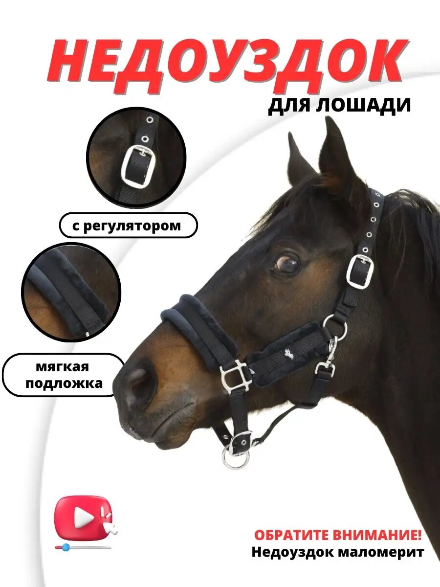 Sweethorse / Недоуздок для лощадей на флисе , Full, цвет черный