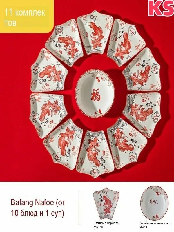 Набор тарелок 21.3 см 11 шт красный