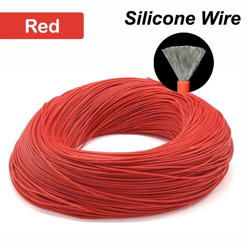 Мягкий силиконовый медный провод 30 28 26 24 22 20AWG 26AWG, Красный, 50M