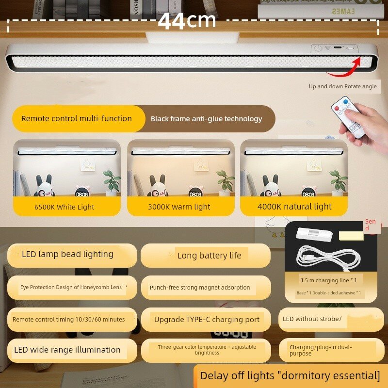 Светодиодная лампа для зеркала, настольная лампа для макияжа, лампа для общежития, магнитное крепление без сверления,
