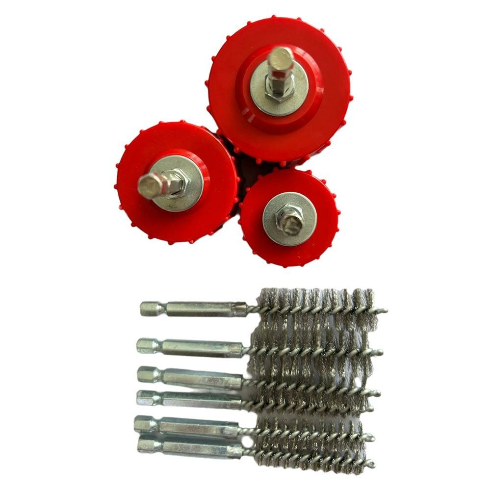 Atthatmmt 3/9 шт. Металлическая медная трубка-щетка для чистки с щетиной из нержавеющей стали для электрической дрели 3/4 Q1P1 1/2 1 Чистка