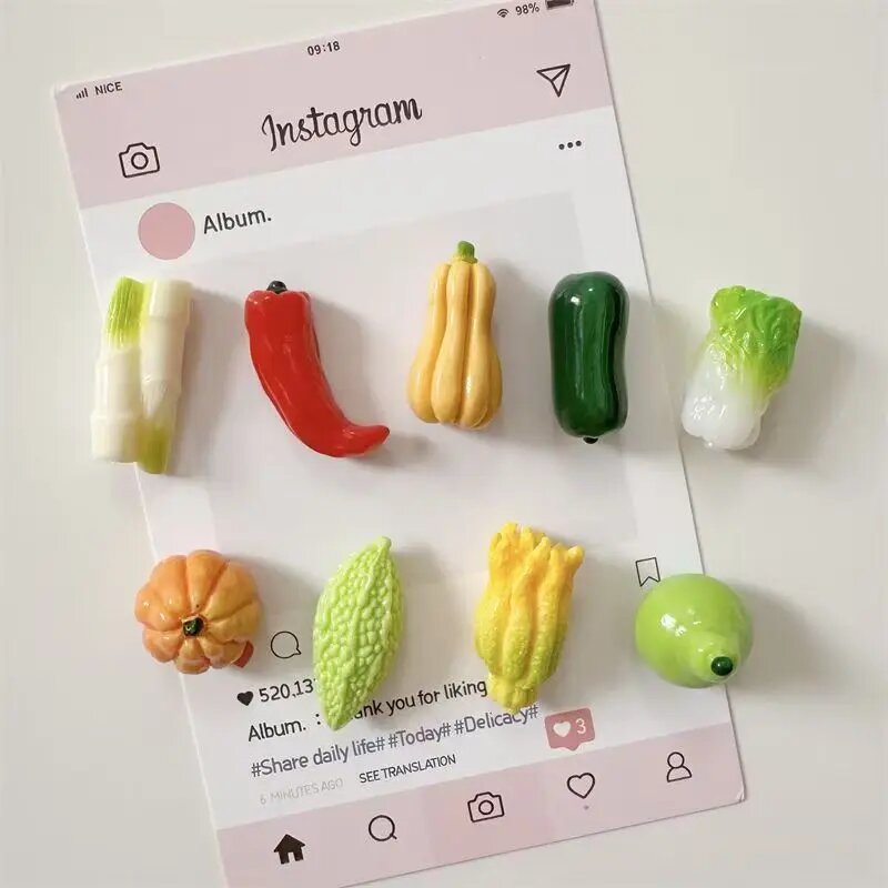 Симпатичные и реалистичные магнитные наклейки на холодильник в форме овощей, мини-магнитные доски с 3D отверстиями, фотомагниты